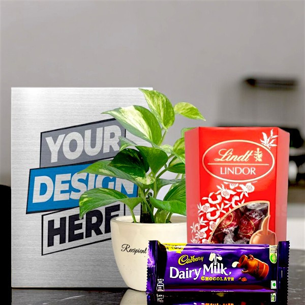 Personalized Metal Sheet, Plant and Premium Chocolate Combo Gift ...