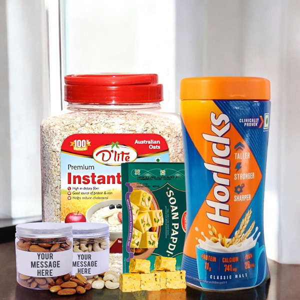 Nutritious Delights: Oats, Horlicks, Nuts & Soan Papdi Hamper Father's ...
