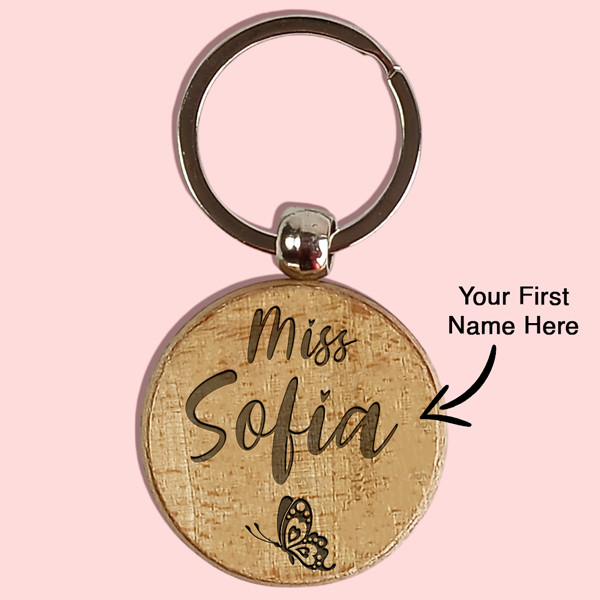 Custom Wooden Keyring Engraved with Your Name Valentine's Day Gift to ...