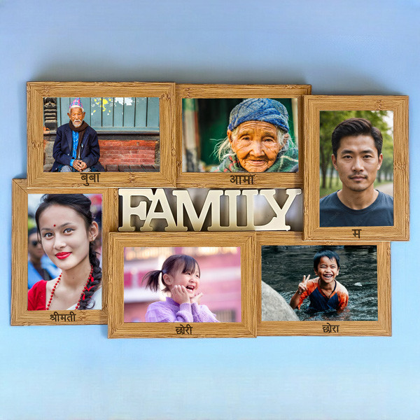 6-in-1 Personalized Family Photo Frame with Separate Slots for Each ...