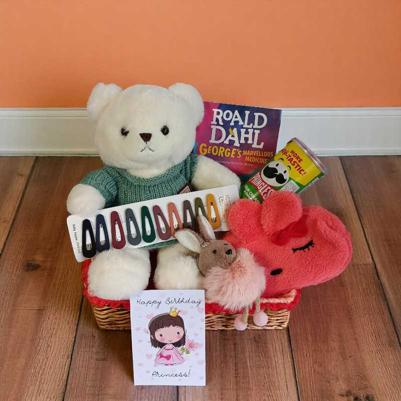 Birthday Surprise Basket – Teddy, Story Book & Pringles