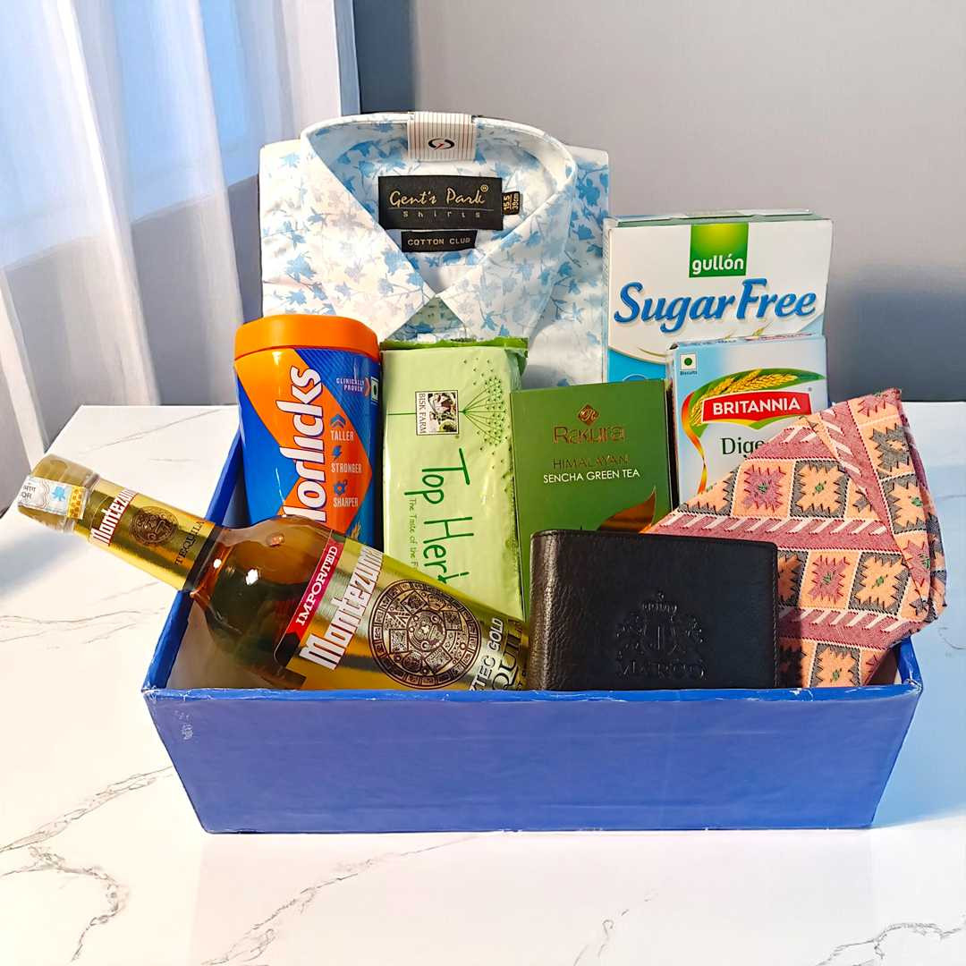 Curated Gift Hamper for Men With Tequila, Treats And Style Gift to ...