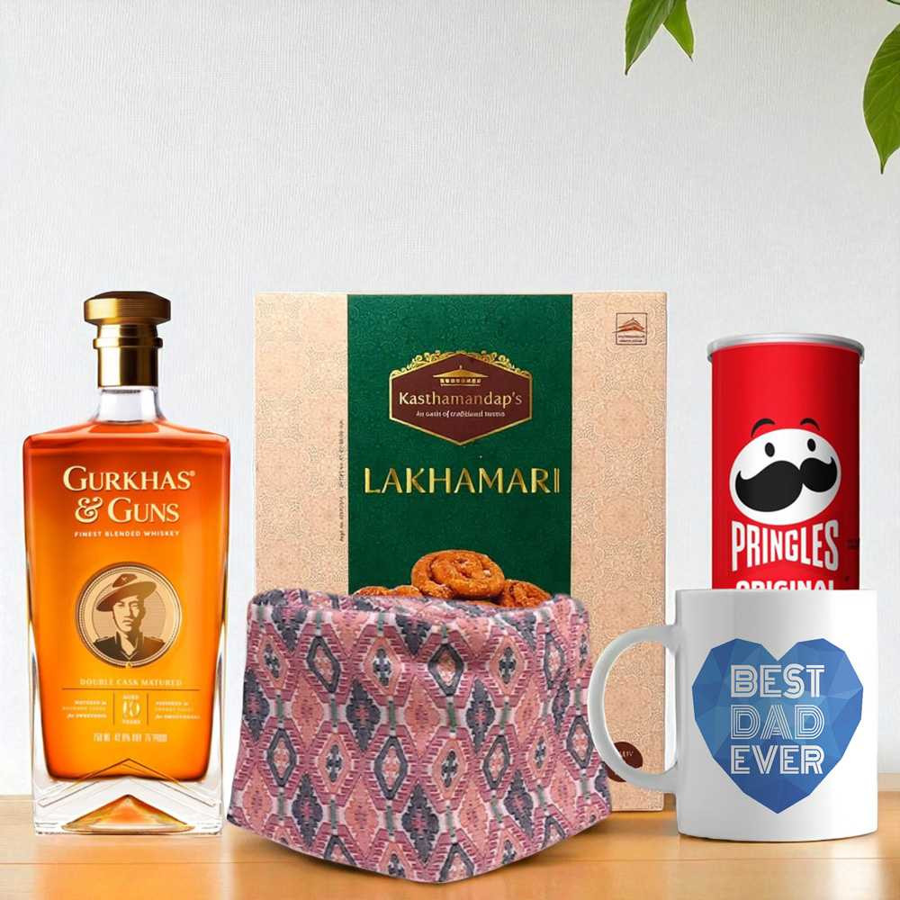 Snacks, Whisky,Traditional Gift Hamper For Dad Gift to Nepal | Giftmandu