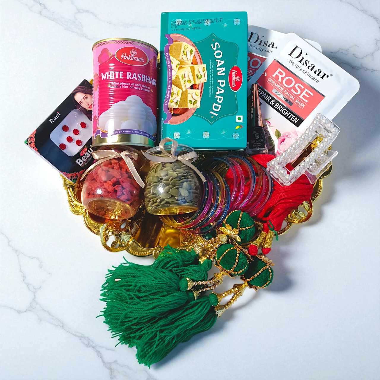Teej Celebration Gift Tray with Beauty & Sweets Gift to Nepal | Giftmandu