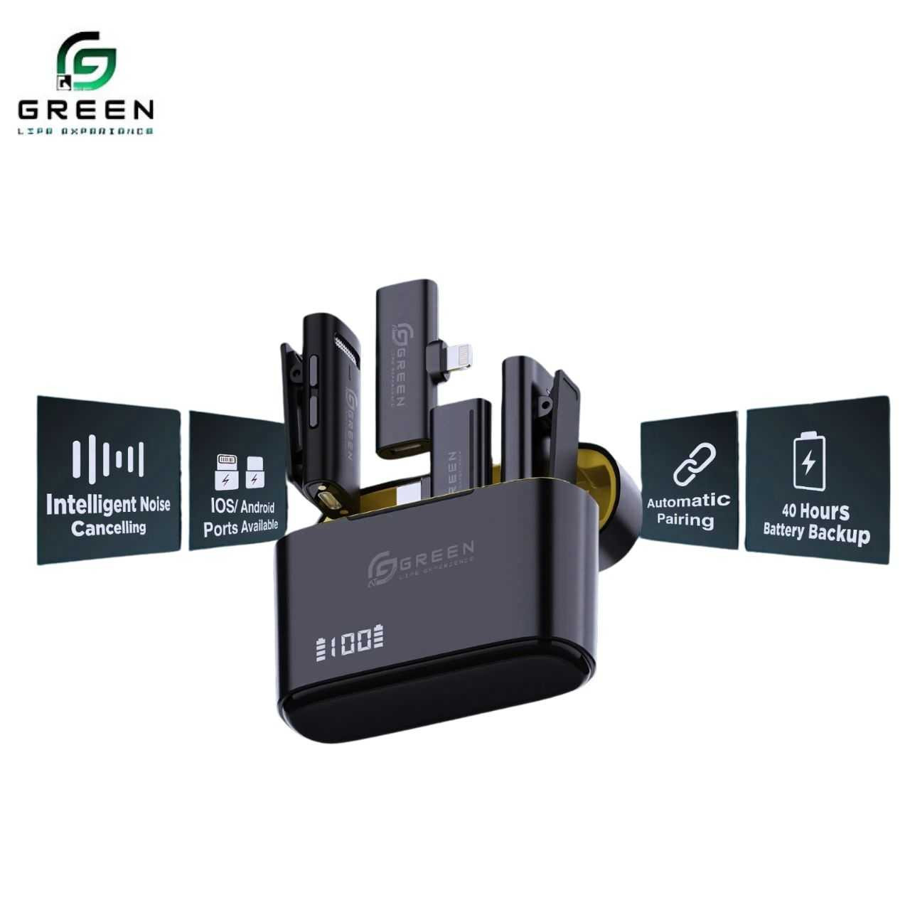 Green Vocalcore Portable Wireless Noise Cancellation Mic