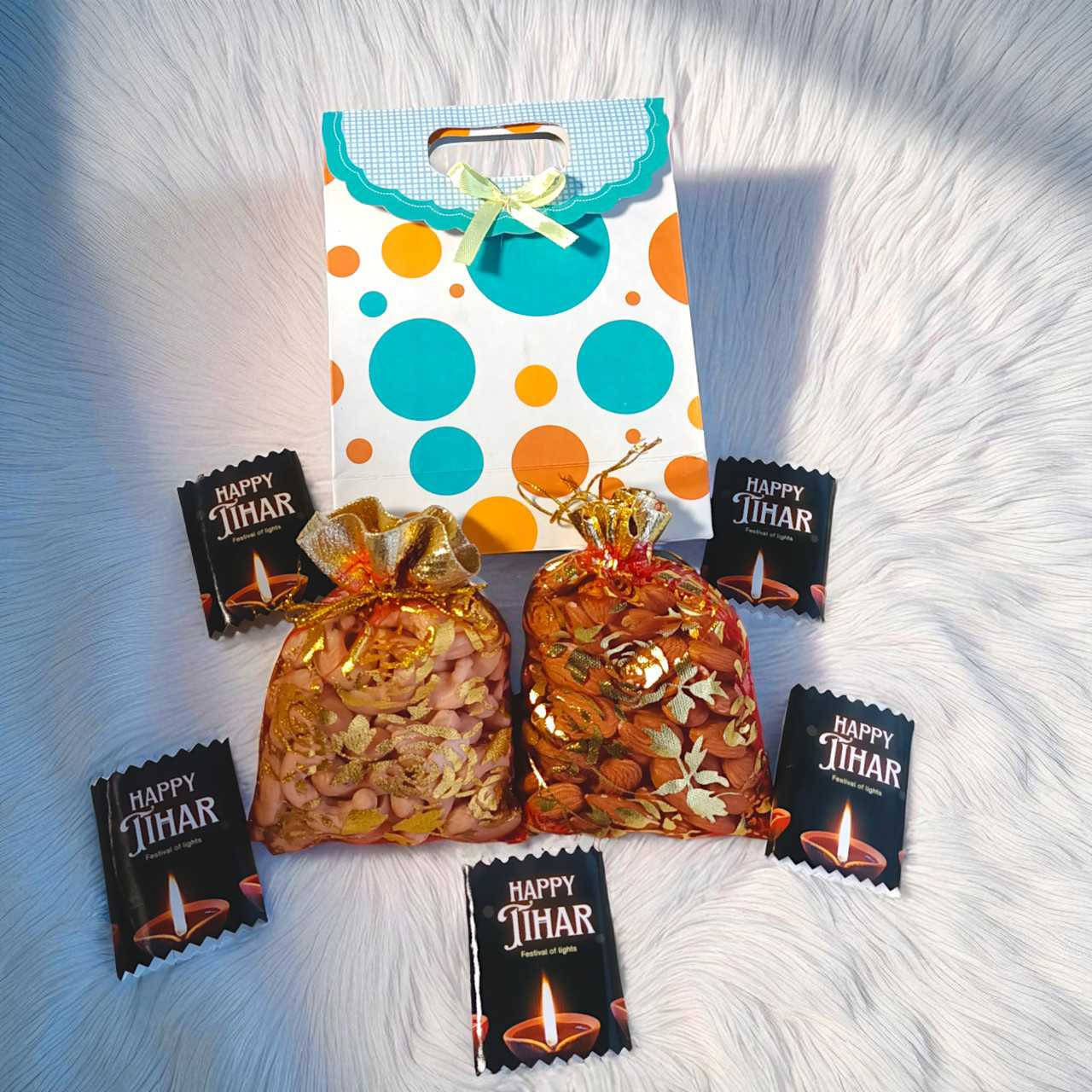 Happy Tihar Chocolate with Drynuts Gift Bag Gift to Nepal | Giftmandu