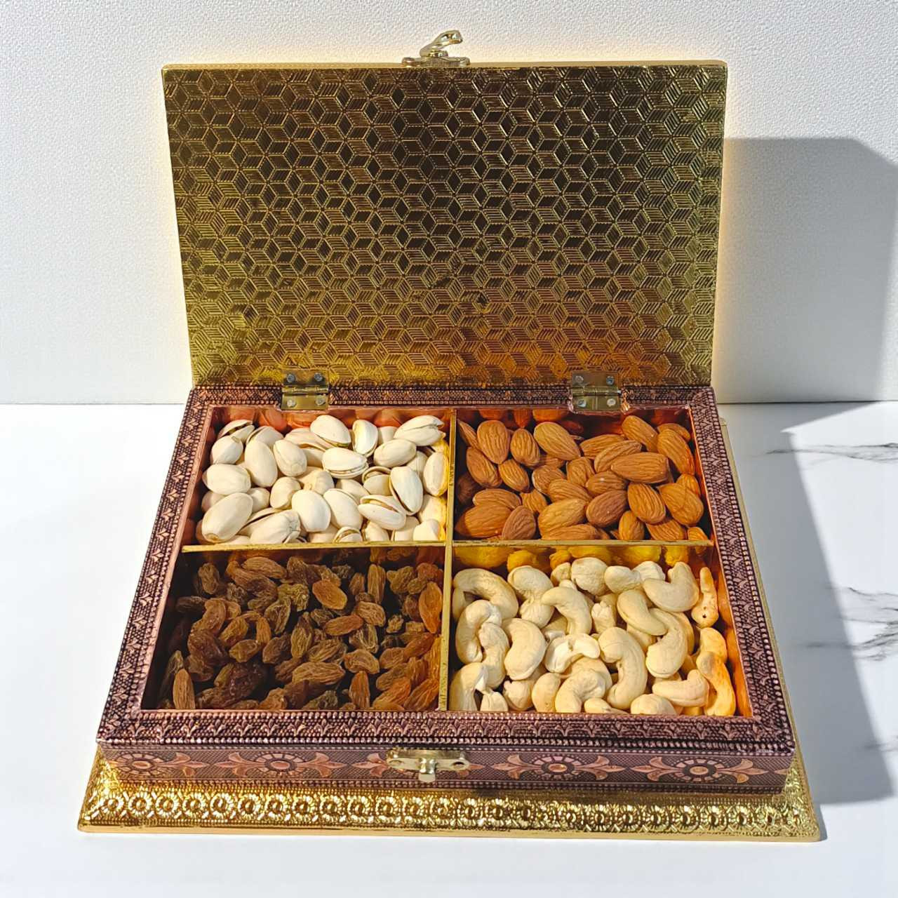 4 Compartments Dry Nuts Git Box Gift to Nepal | Giftmandu