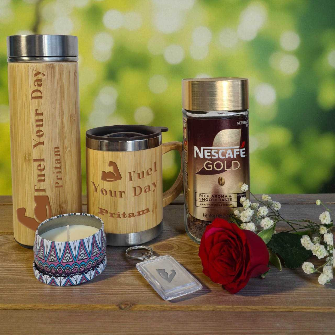 Personalised Bamboo Coffee & Comfort Gift Set