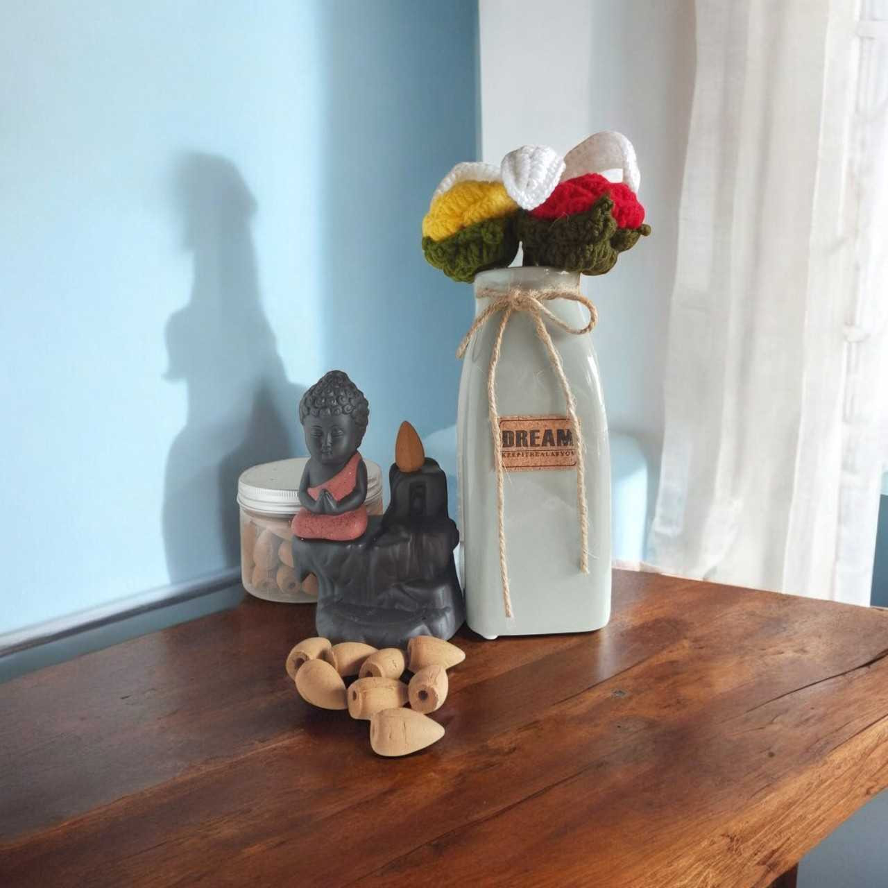 Crochet Blooms Vase & Buddha Incense Set