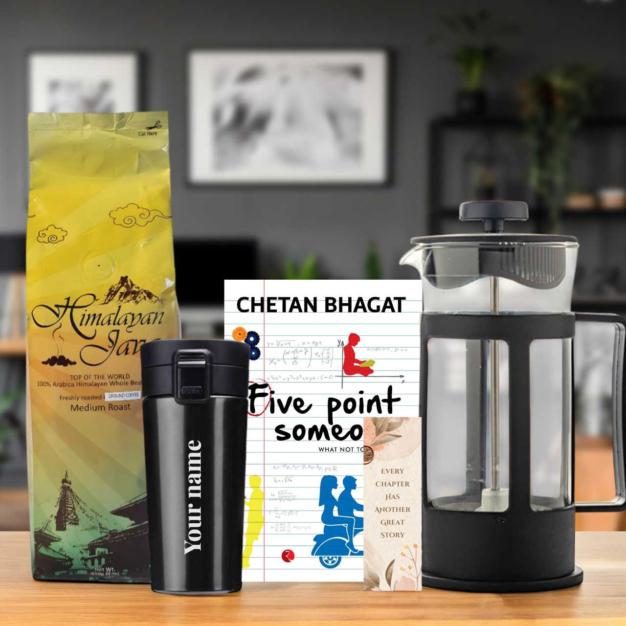 Relaxing Coffee & Book Gift Set with Custom Insulated Mug