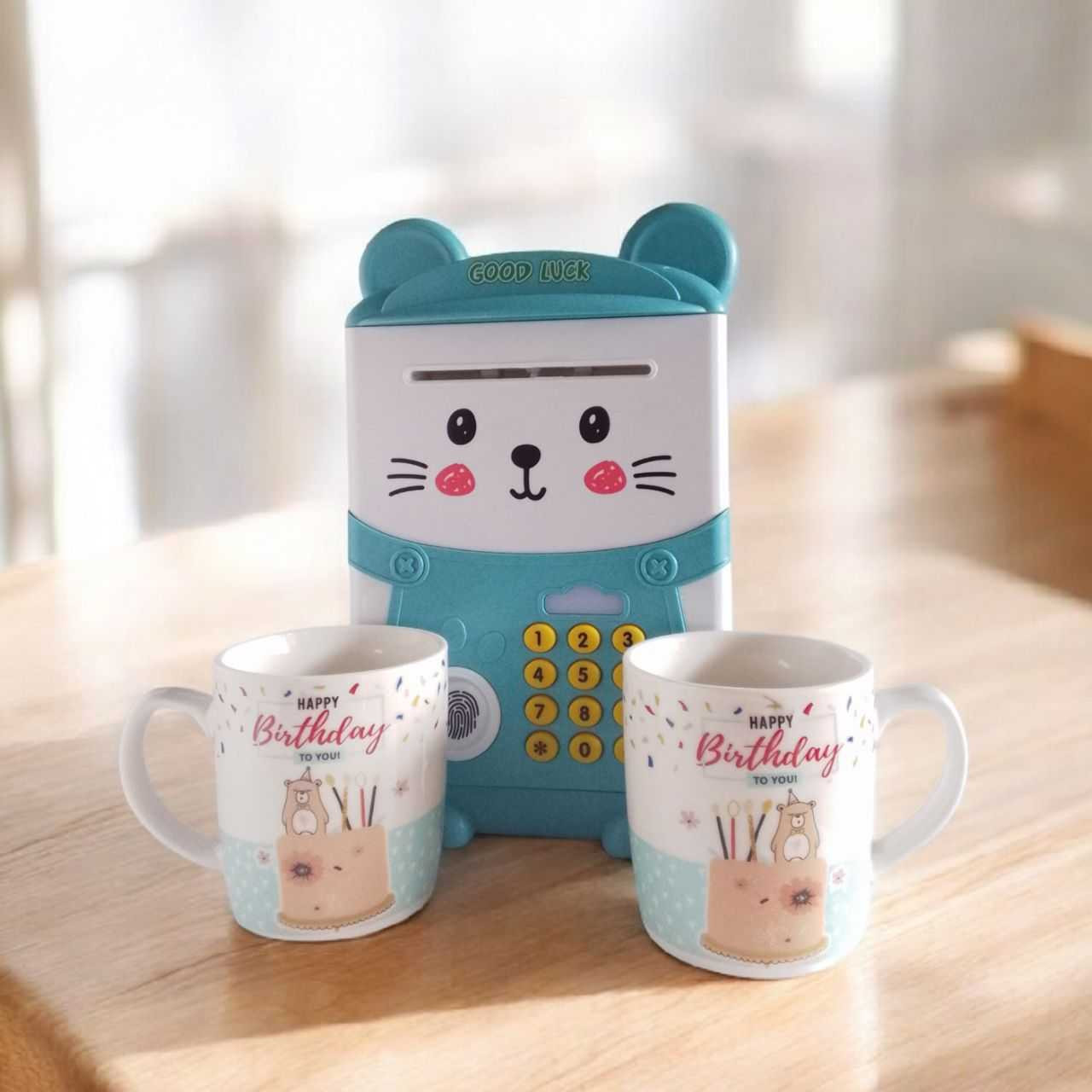 Birthday Coffee Mug & Cartoon ATM Gift Set For Kids
