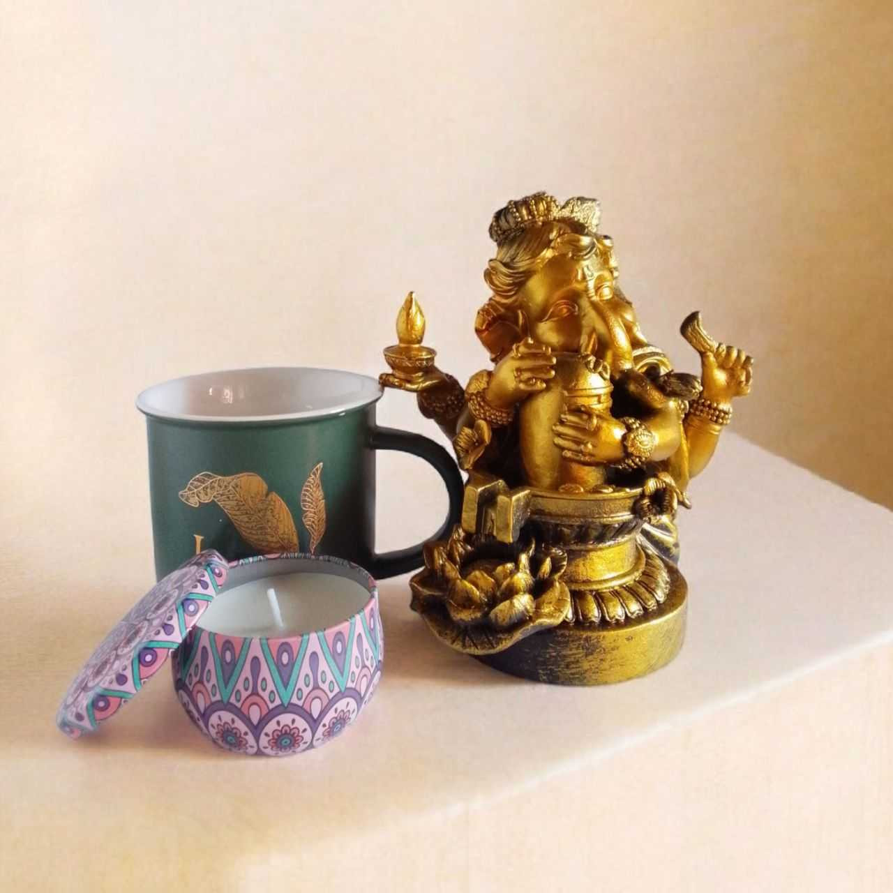 Love You Mug, Candle & Lord Ganesha Showpiece Gift Set