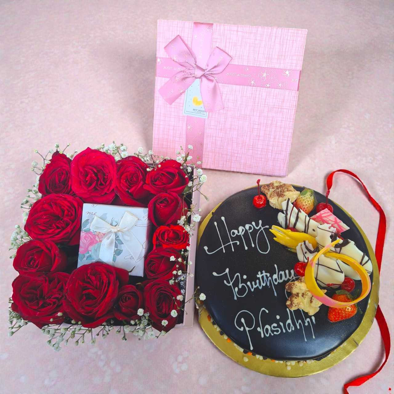Birthday Gift Combo with Jewellery, Roses & Radisson Cake Gift to Nepal ...