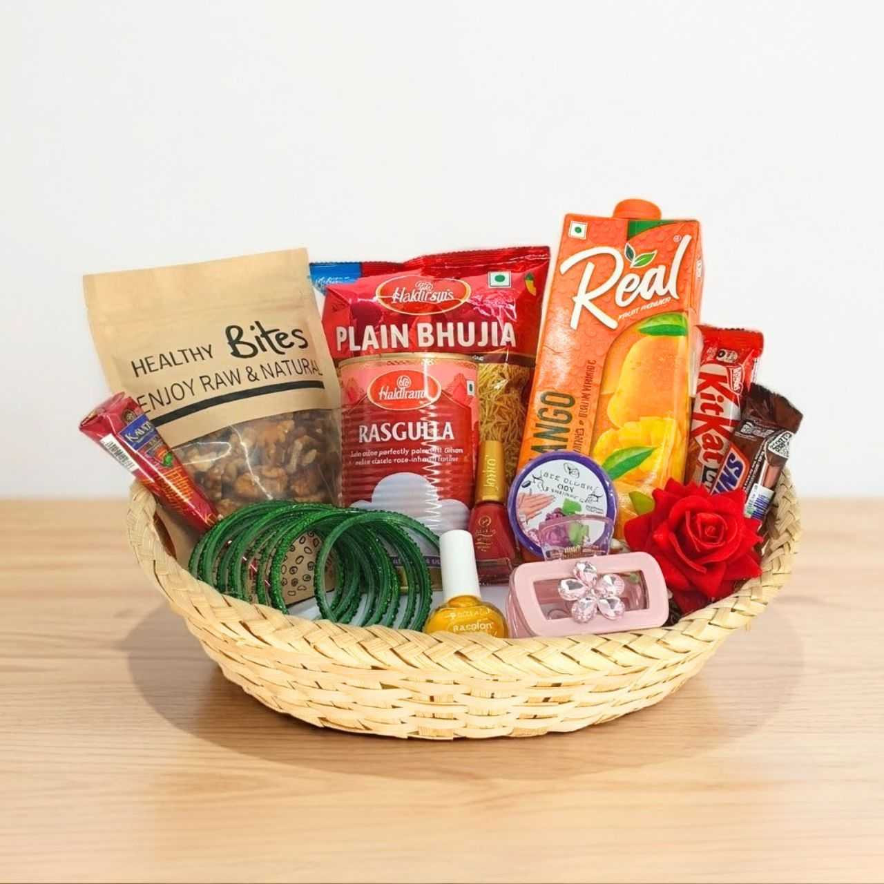 Traditional Shrawan Gift Basket with Accessories & Snacks Gift to Nepal ...