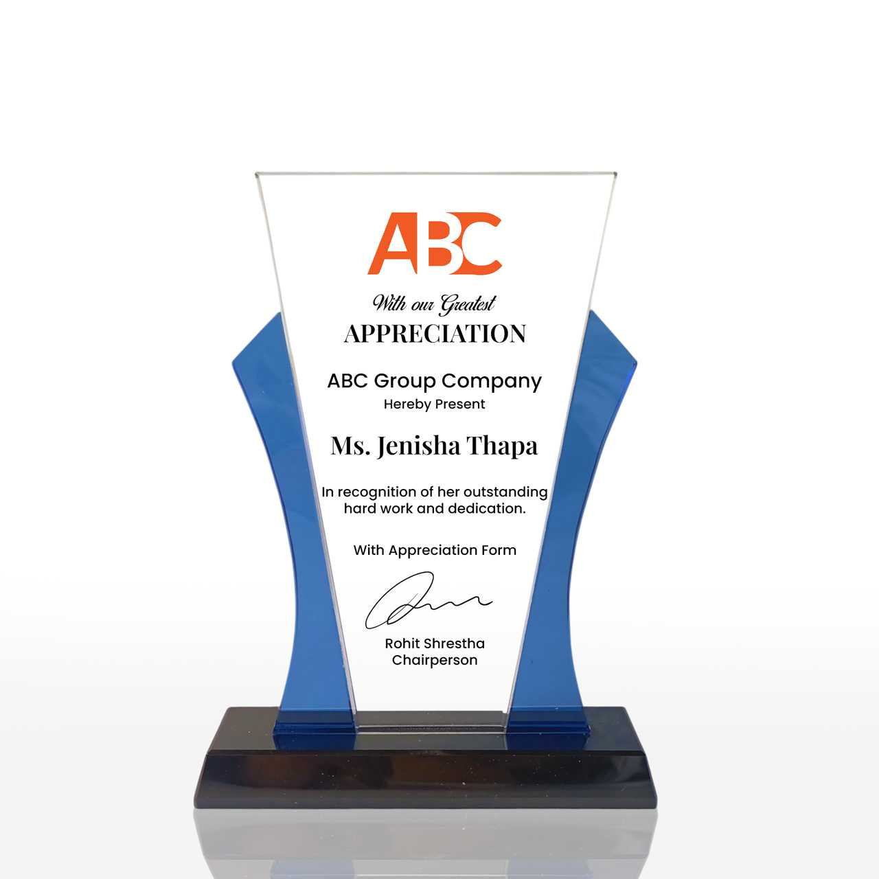 Customise Distinguished Appreciation Award for Excellence in Employee ...