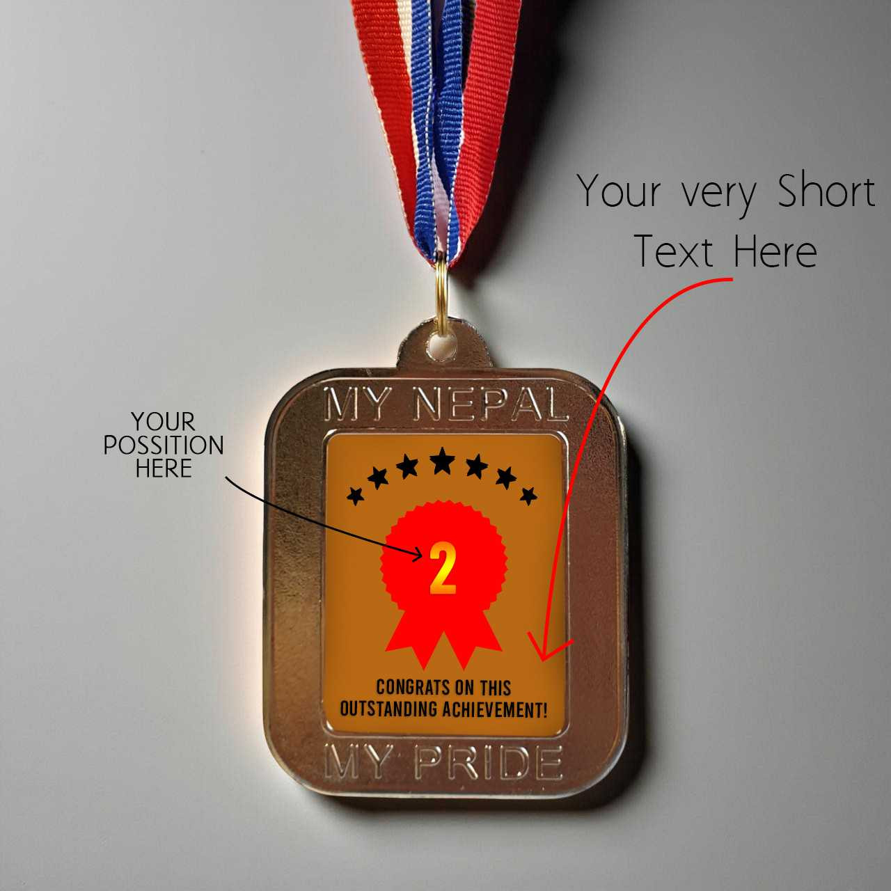 Personalised Silver Medal With Recipient Position & Short Message Gift ...