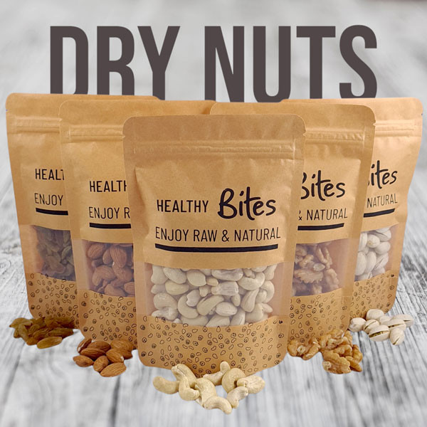 Mixed Dry Nuts in Resealable Healthy Bites Pouch (5 Types) Gift ...