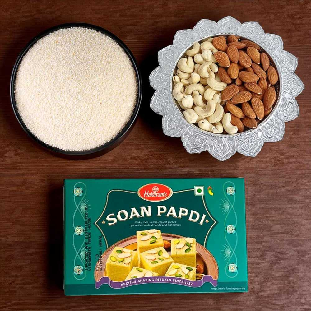 Assorted Sweets, Dry Nuts Tray, Fruit Juice and Soan Papdi Food ...