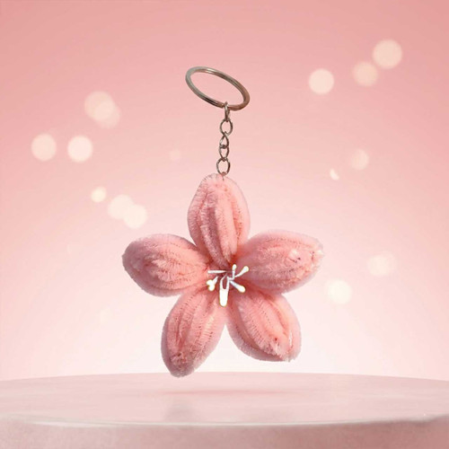 Pink Fuzzy Lily Flower Keychain Gift to Nepal | Giftmandu