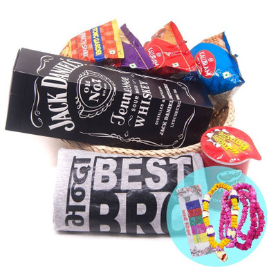 Tihar Mala Set with Jack Daniels & T-shirt for Bhai Tika Gift Hampers ...