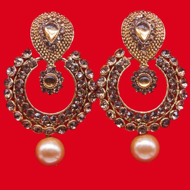 Stone Stud Ramleela Antique Jhumka Jewellery Gift to Nepal | Giftmandu