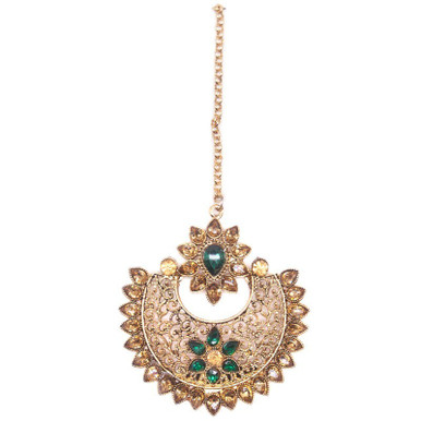 Green Stone Sirbandi / Mang Tika Jewellery Gift to Nepal | Giftmandu