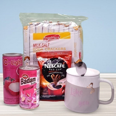 Juice, Soda Cracker, Nescafe & Ceramic Coffee Mug Combo Gift Hampers ...