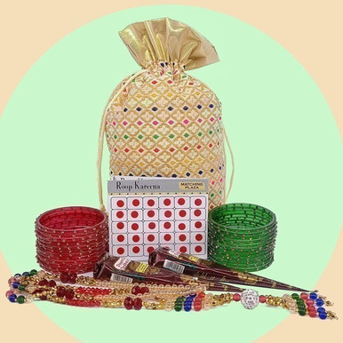 Traditional Shringar Suhag Gift Pouch For Women (Free Mehendi ...