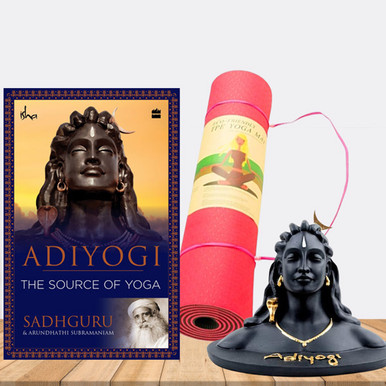 Adiyogi Book with Yoga Mat and Adiyogi Statue Gift Hampers for Dad Gift ...