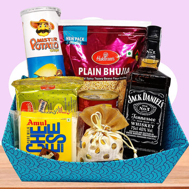 Snacks & Whisky Family Hamper Dashain Gifts Gift to Nepal | Giftmandu