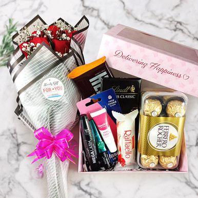 Beauty Hamper with Chocolates & Red Roses For Her Gift Hampers Gift to ...