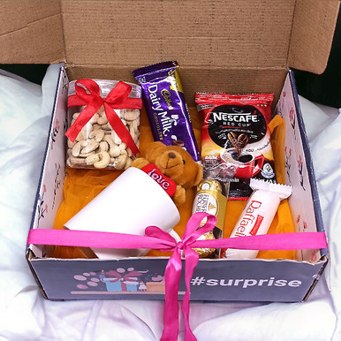 Personalized Mug With Love Teddy, Chocolates, Nescafe & Dry Nuts Combo ...