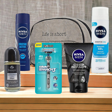 Perfect Shaving Kit For Him With Bag Gift Hampers Gift to Nepal | Giftmandu