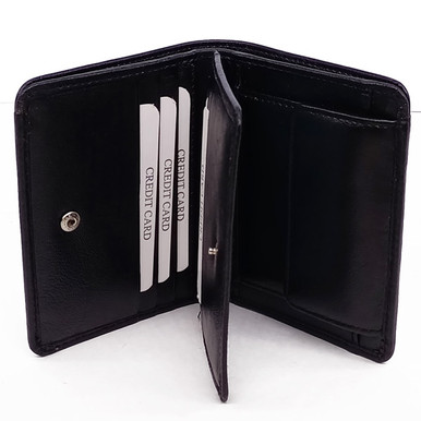 Wenz Black Leather Bi-Fold Wallet For Men Clothing & Accessories Gift ...