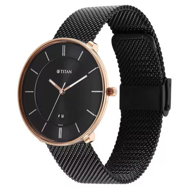 Titan Men's Noir Black Dial Metal Strap Watch -1849KM03 Watches for ...