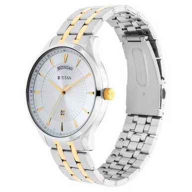 Titan Regalia Opulent White Dial Analog Watch for Men with Day & Date ...