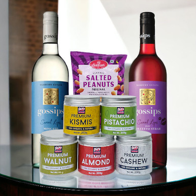 Gossips Wine Duo with Assorted Premium Nuts Dashain Gifts Gift to Nepal ...