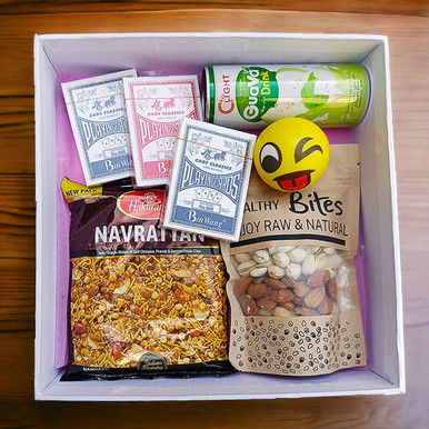 Dry-Nuts & Namkeen With Refreshing Drink & Playing Cards Combo ...