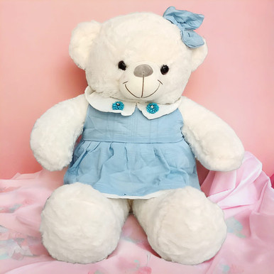 Smiley Cute Teddy Bear wearing Blue Frock 23" Teddy Bear Gift to Nepal ...