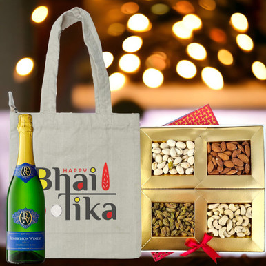 Tihar Special: Wine with Dry Nuts and Tote Bag Tihar Bhaitika Gifts ...