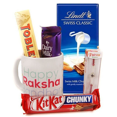 Raksha Bandhan Coffee Mug with Rakhi and Chocolates Raksha Bandhan Gift ...