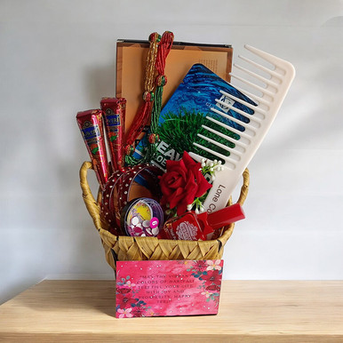 Celebrate Teej Festival with Accessories Gift Basket Mom Gift to Nepal ...