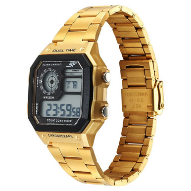 SF Hexa Metal Digital Digital Black Dial Stainless Steel Strap Watch ...