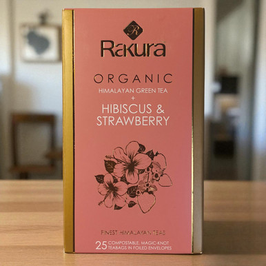 Rakura Organic Himalayan Green Tea with Hibiscus & Strawberry - 25 Tea ...
