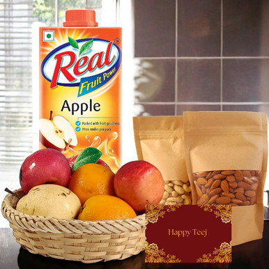 Teej Gift: Mixed Fruits Basket with Dry Nuts Gift Hampers Gift to Nepal ...