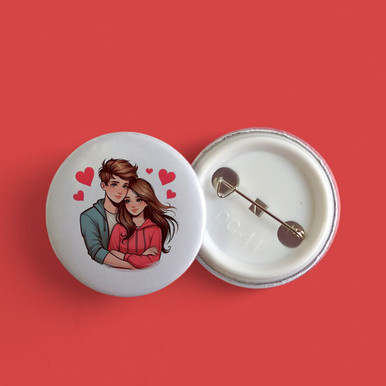 Cute Cartoonized Couple Badge Valentine's Day Gift to Nepal | Giftmandu