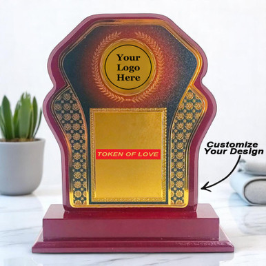 Golden Accented Trophy Designed Wooden Token Of Love-Small Size ...
