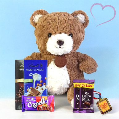 Cuddly Teddy Bear with Chocolate Delight Combo Valentine's Day Gift to ...