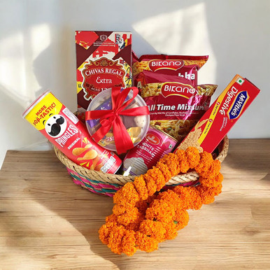 Whisky with Savory Snacks and Tihar Gift for Brother Valentine's Day ...