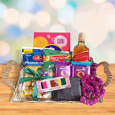 Celebrate Tihar with Red Label Whisky 750ml and Snack Gift for Brother ...